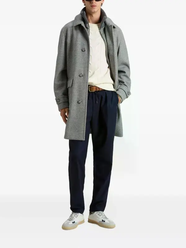 Woolrich Herringbone Pocketed Single-breasted Coat