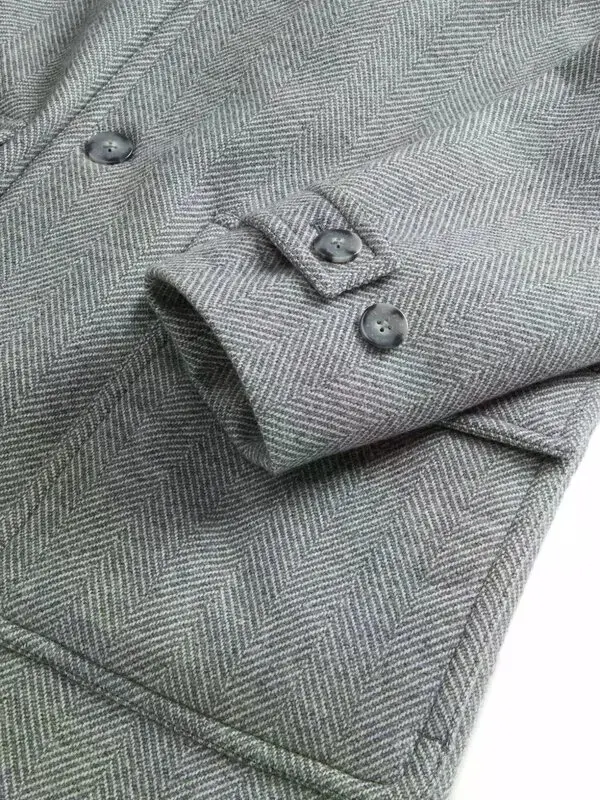 Woolrich Herringbone Pocketed Single-breasted Coat