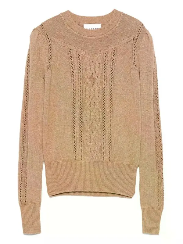 MARANT ETOILE Cable Knit Puff Sleeve Sweater