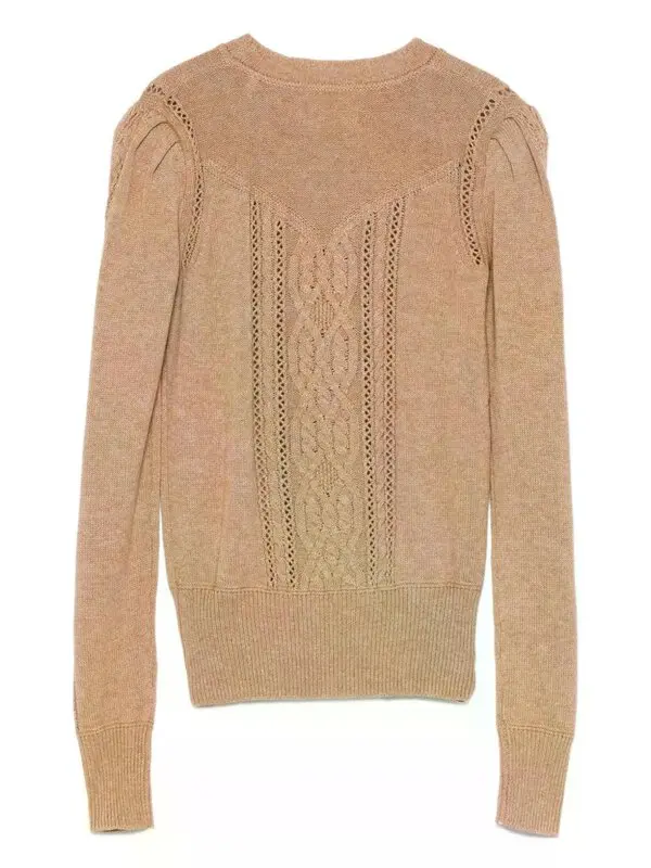 MARANT ETOILE Cable Knit Puff Sleeve Sweater