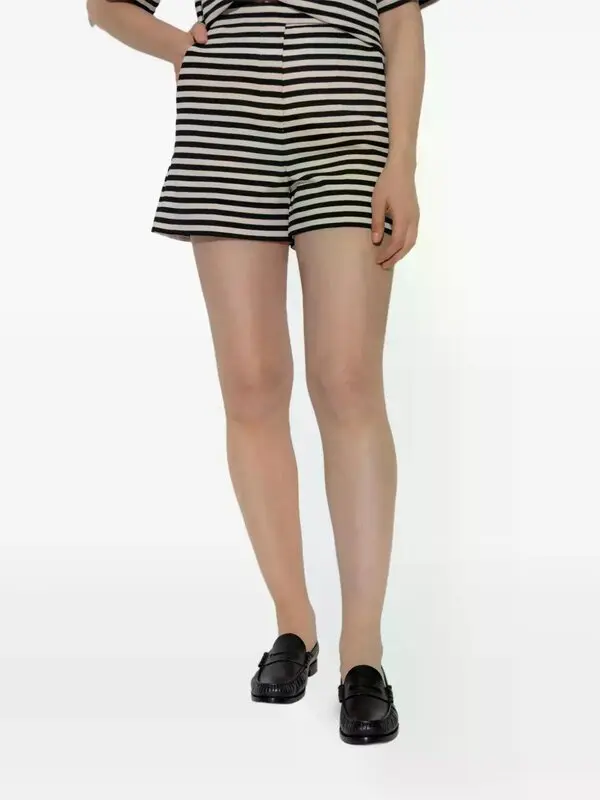 Max Mara Striped High-waisted Shorts - Black