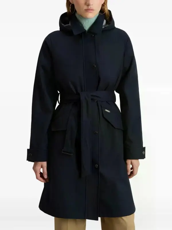 Woolrich Hooded Belted Water-resistant Trench Coat