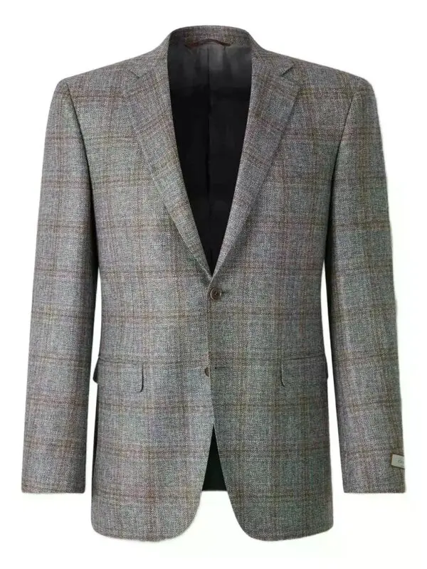 Canali Checked Single-breasted Blazer - Grey