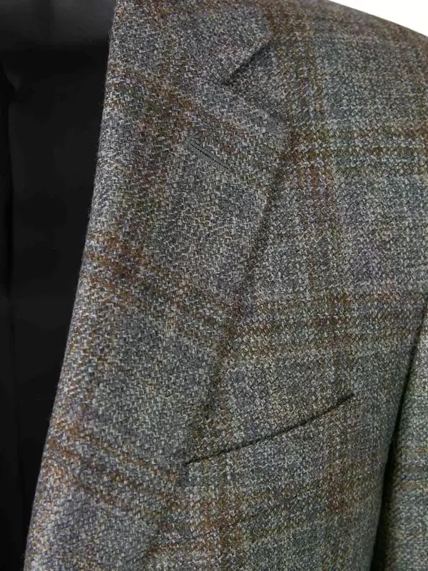 Canali Checked Single-breasted Blazer - Grey
