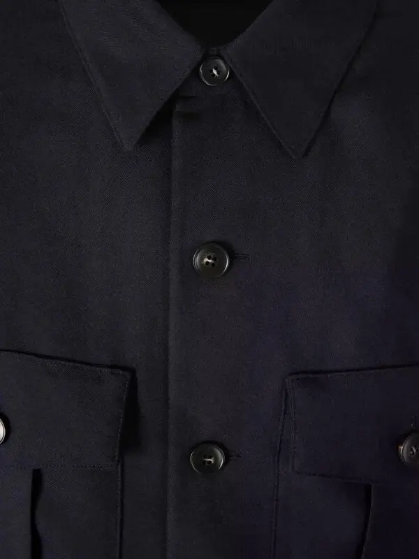 Canali Chest-pockets Shirt Jacket - Blue