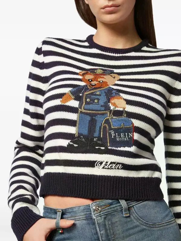 Philipp Plein Teddy Bear-jacquard Jumper - Blue