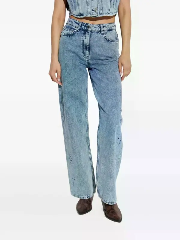 IRO PARIS Embroidered Cotton Straight Leg Jeans