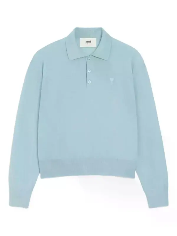 AMI Paris De Coeur Wool Polo Shirt