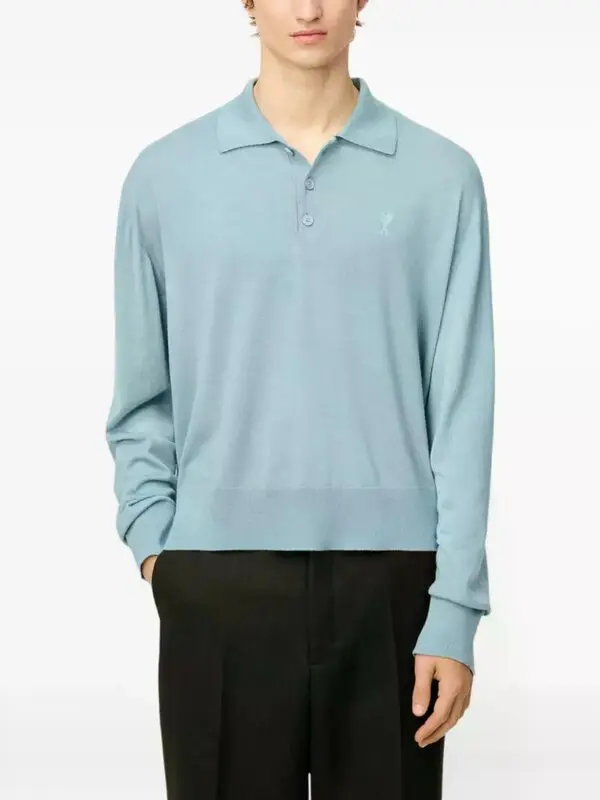AMI Paris De Coeur Wool Polo Shirt
