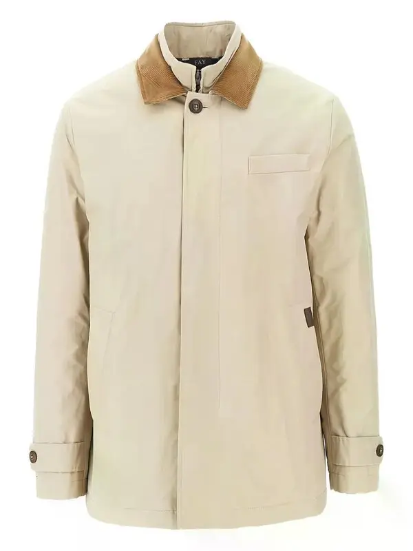 FAY Corduroy-collar Jacket - Neutrals