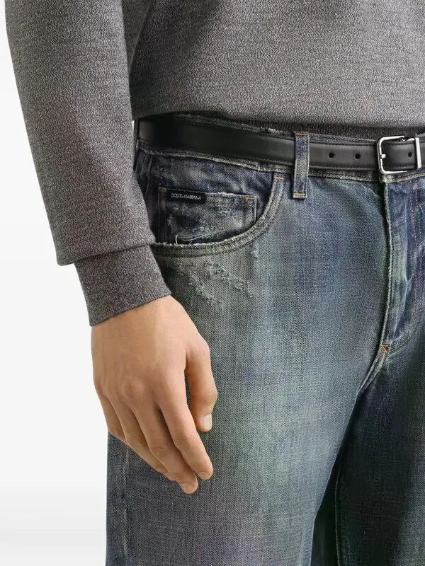 Dolce & Gabbana Faded-effect Jeans With Logo Plaque