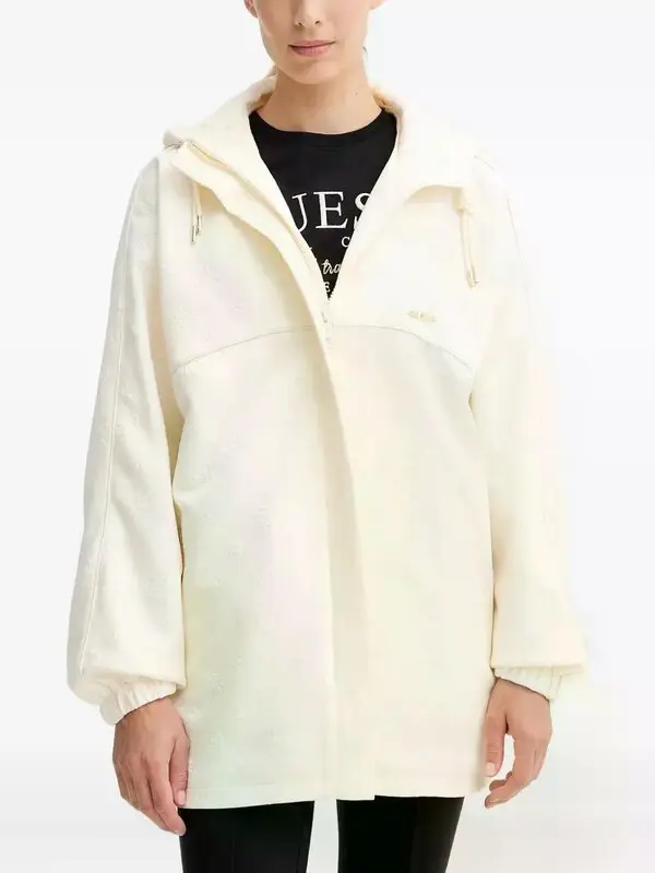 Guess Zip-up Hoodie With Embossed Logo Pattern