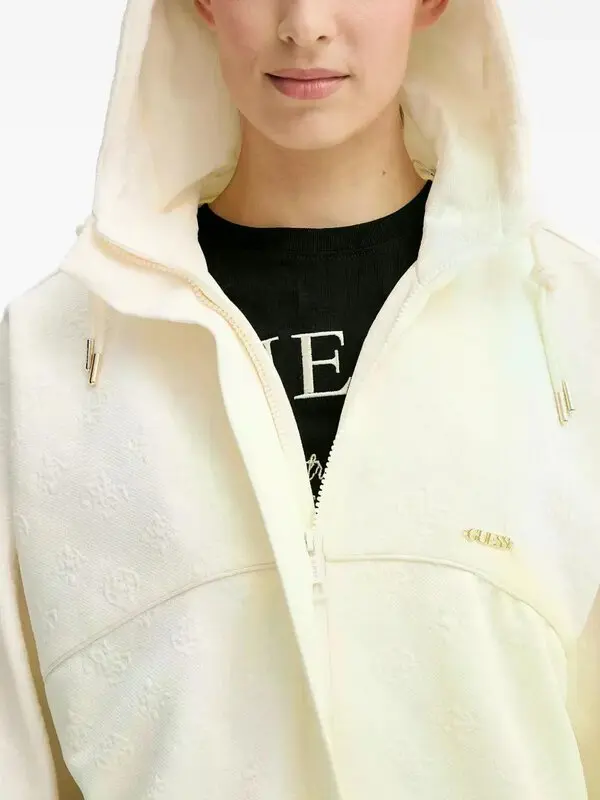Guess Zip-up Hoodie With Embossed Logo Pattern