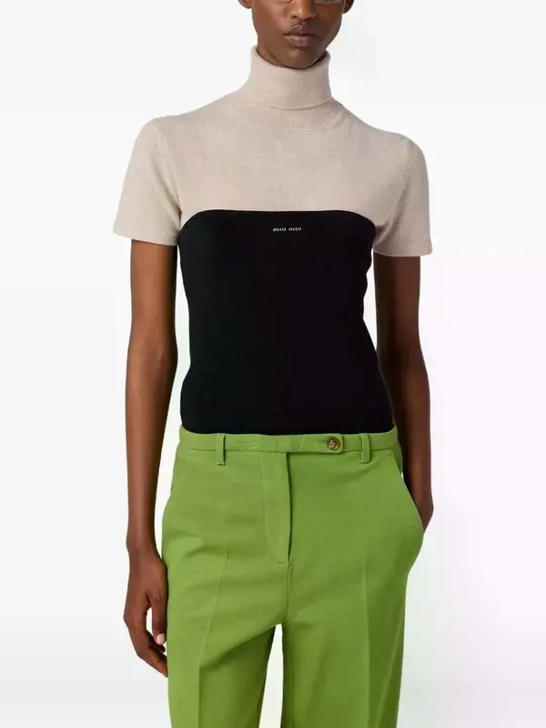 Miu Miu Intarsia Logo Cotton Tube Top