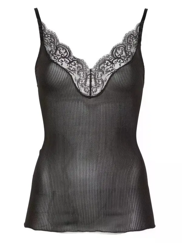 Saint Laurent Lace-trim Ribbed Top