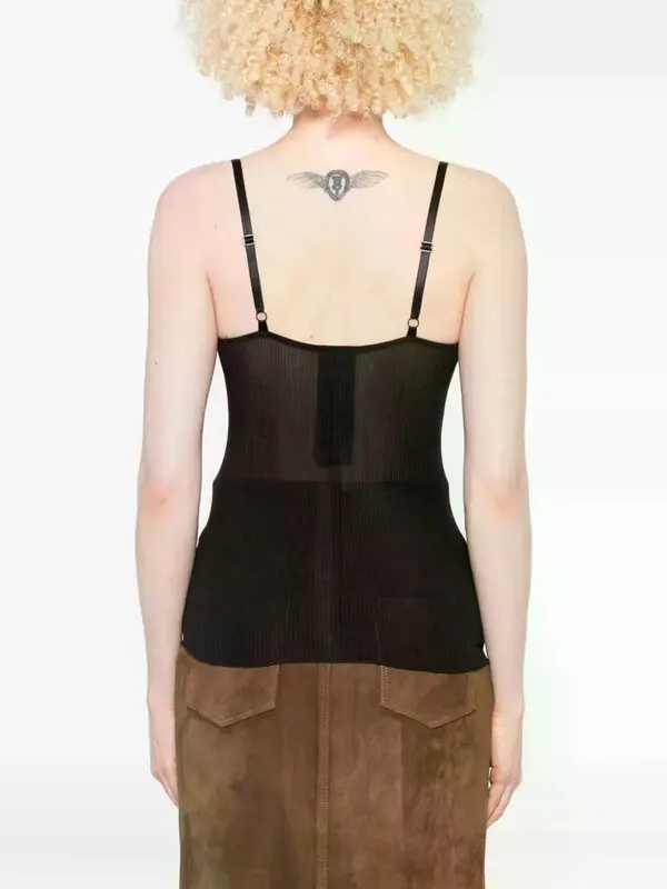 Saint Laurent Lace-trim Ribbed Top