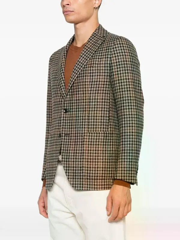 Tagliatore Gingham-check Blazer - Brown