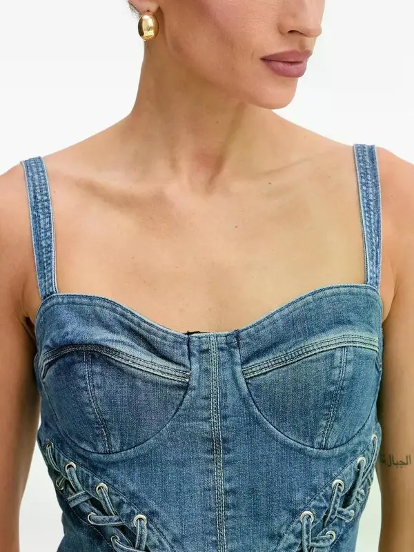 Guess Lace-up Denim Top