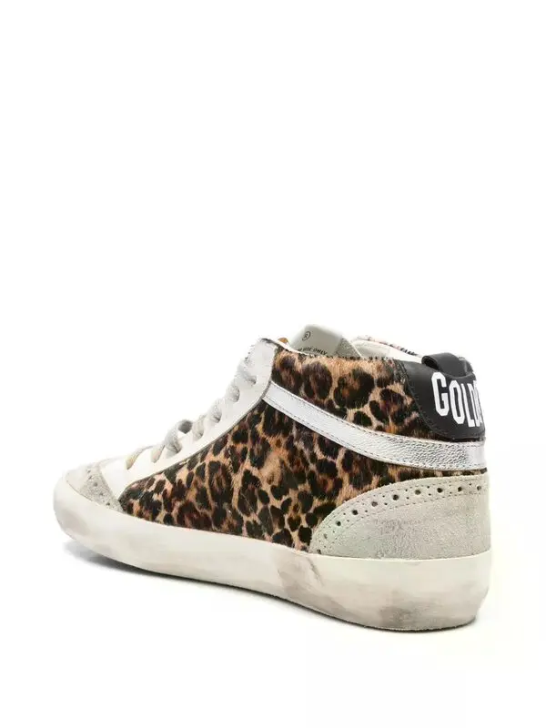 GOLDEN GOOSE Mid Star Leopard-print Sneakers - Grey