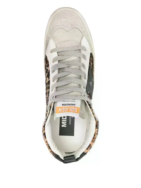GOLDEN GOOSE Mid Star Leopard-print Sneakers - Grey