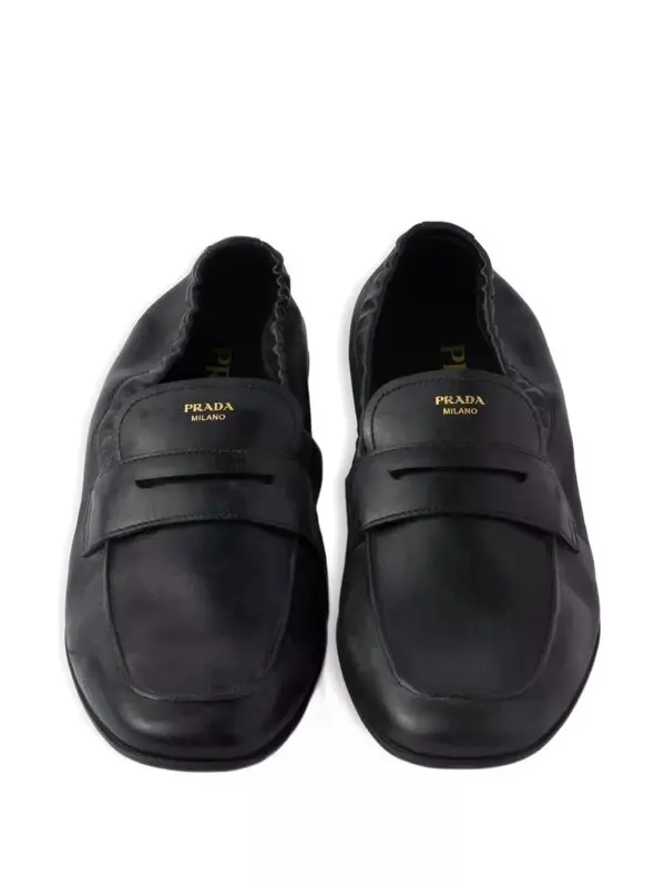 Prada Antiqued Leather Loafers - Black