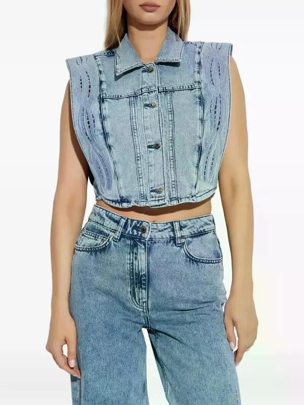 IRO PARIS Rosye Broderie-anglaise Denim Jacket - Blue