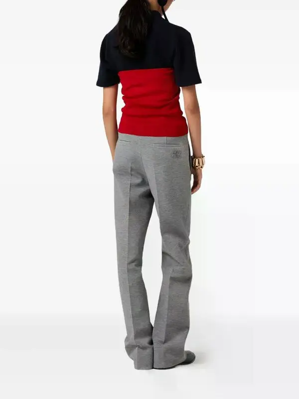 Miu Miu Ribbed Knit Polo Shirt With Zipper Detail