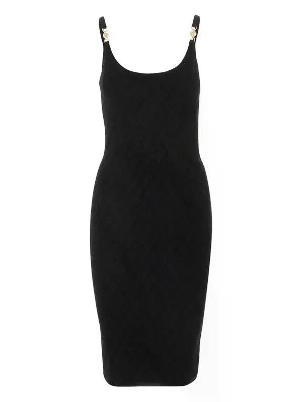 Versace Embellished-strap Midi Dress - Black