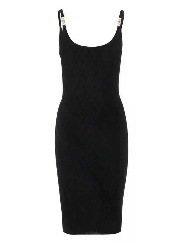 Versace Embellished-strap Midi Dress - Black