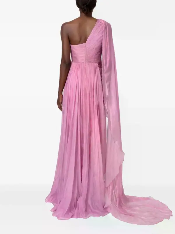 IRIS SERBAN Pleated One-shoulder Maxi Dress
