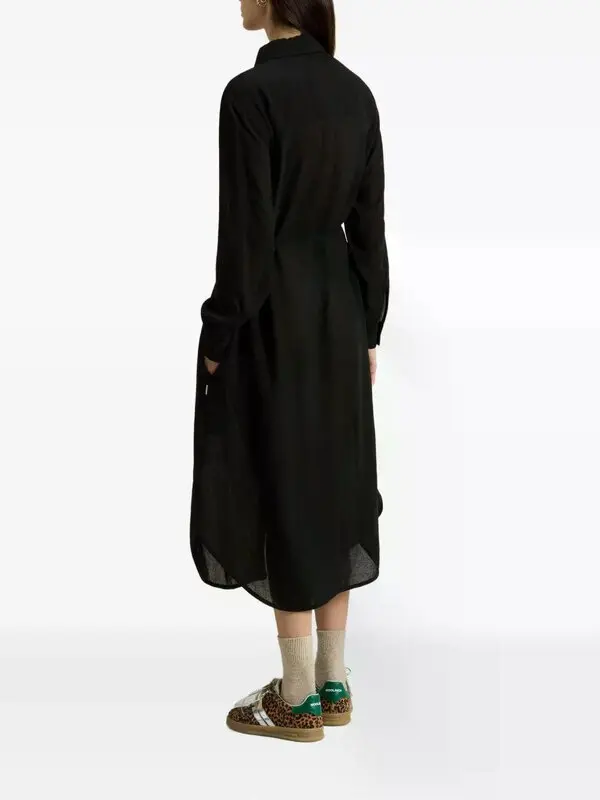 Woolrich Tie-belt Shirt Midi Dress - Black