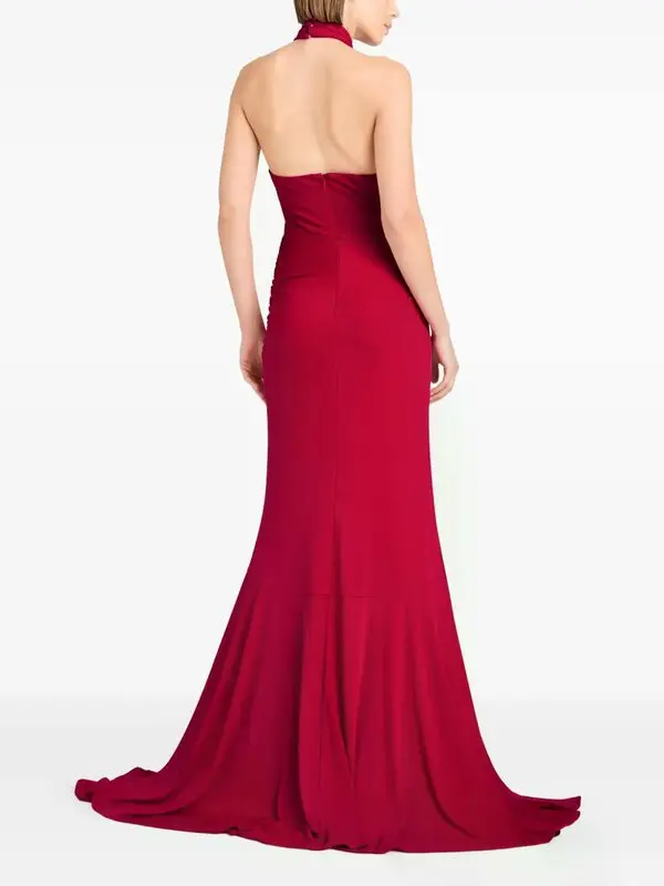 Cinq À Sept Halterneck Gown With Knotted Detail - Red