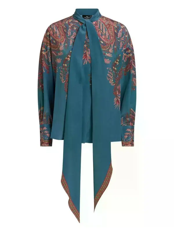 Etro Paisley-print Tie-neck Blouse - Blue
