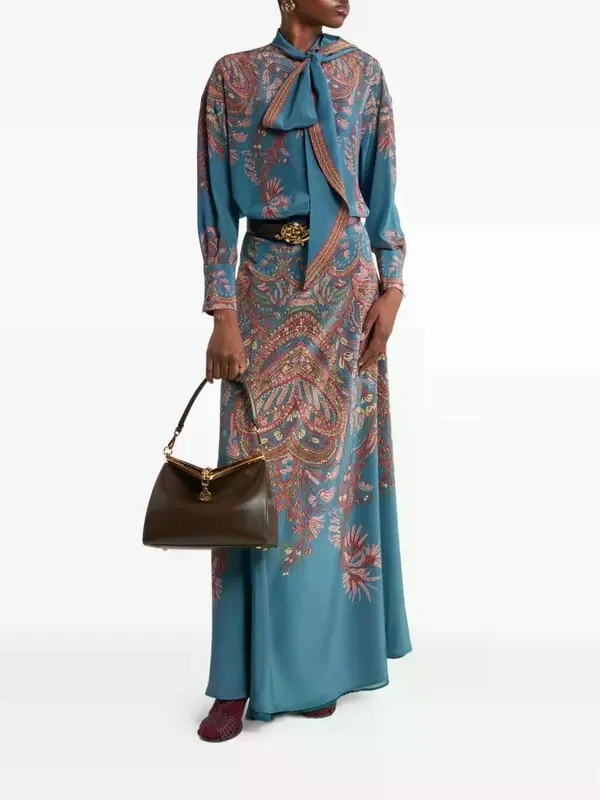 Etro Paisley-print Tie-neck Blouse - Blue