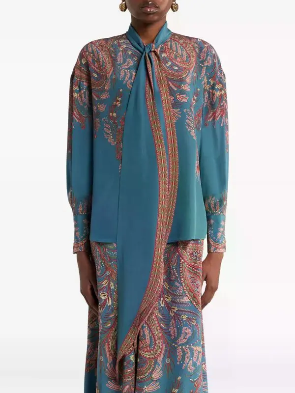 Etro Paisley-print Tie-neck Blouse - Blue
