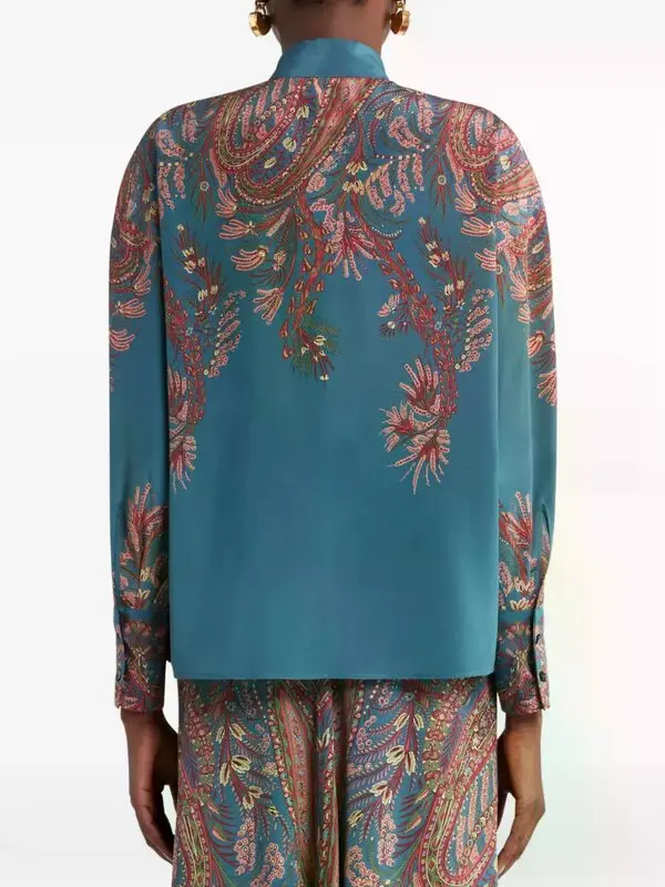 Etro Paisley-print Tie-neck Blouse - Blue