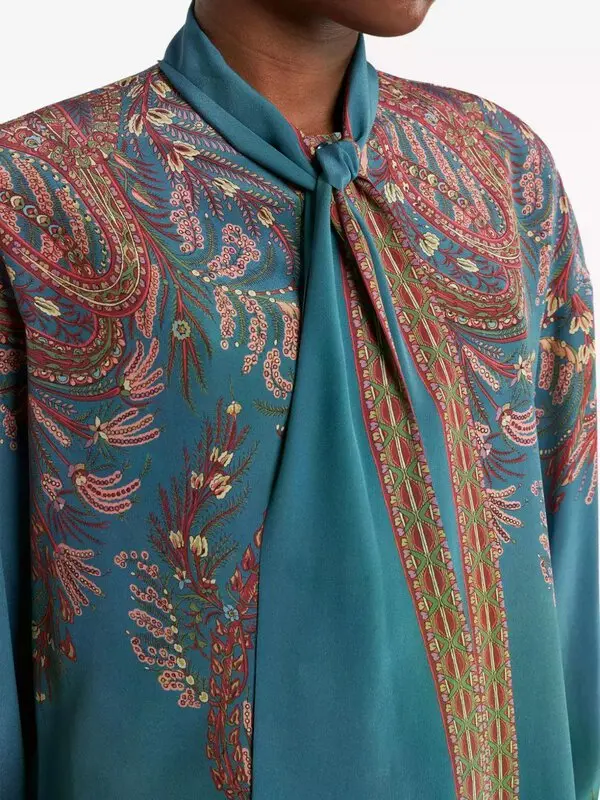Etro Paisley-print Tie-neck Blouse - Blue