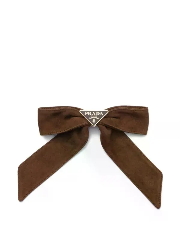 Prada Suede Bow Hair Clip - Brown