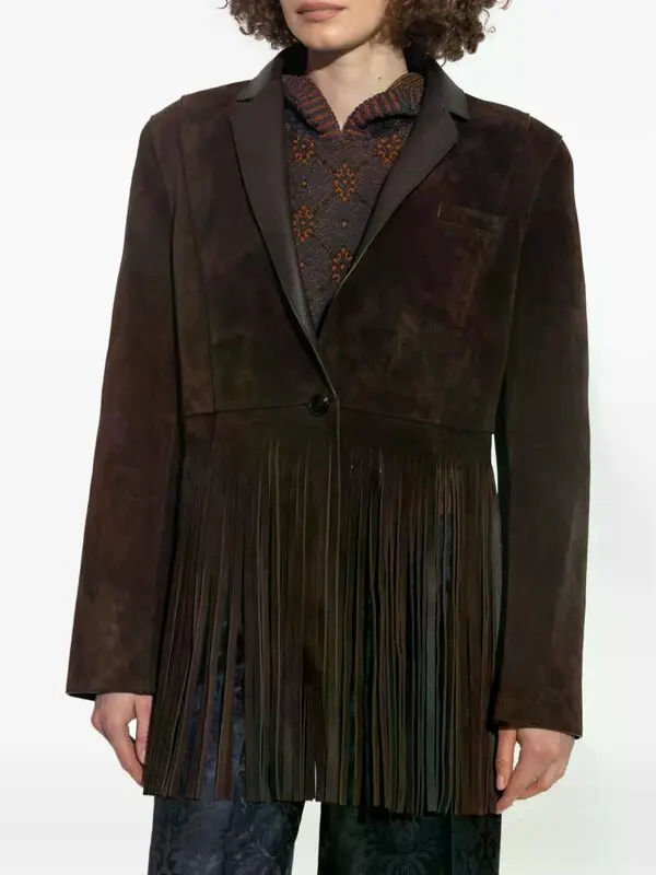 Etro Fringe Detail Suede Jacket