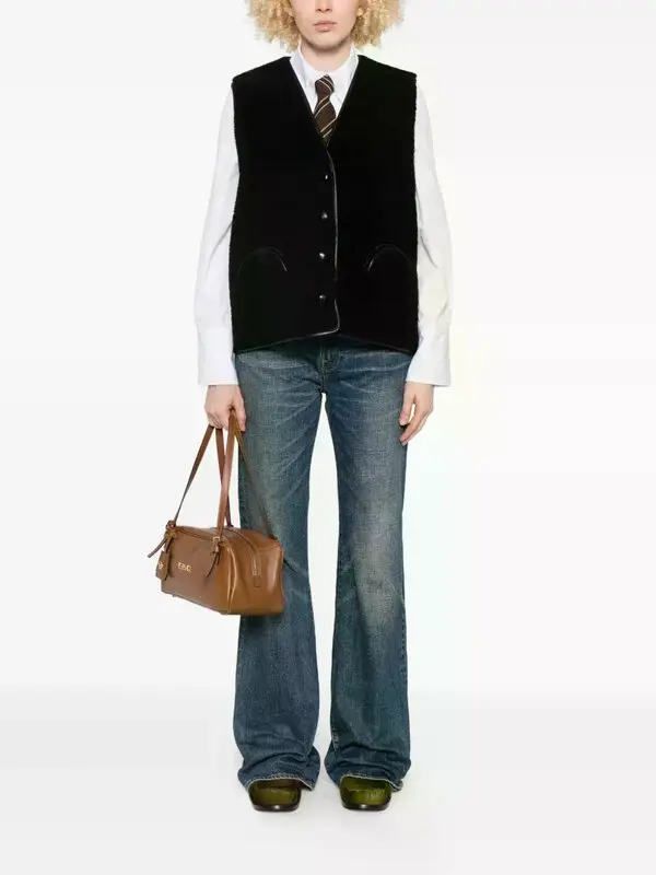 BLAZÉ MILANO Leather-trim Buttoned Gilet