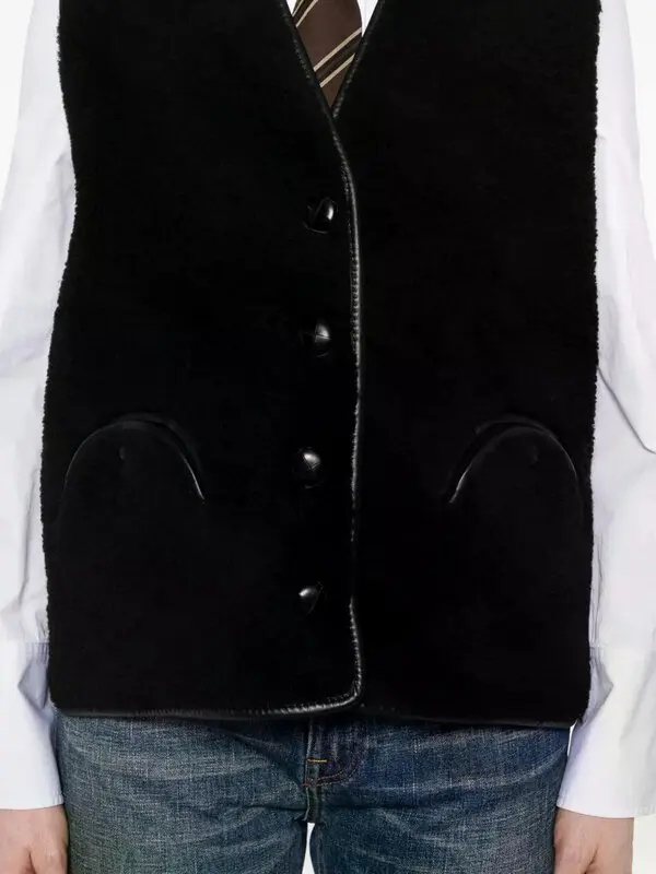 BLAZÉ MILANO Leather-trim Buttoned Gilet