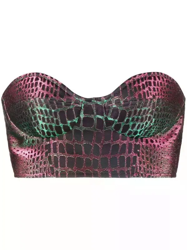 Balmain Embossed-crocodile Crop Top