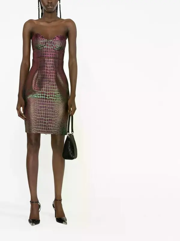 Balmain Embossed-crocodile Crop Top