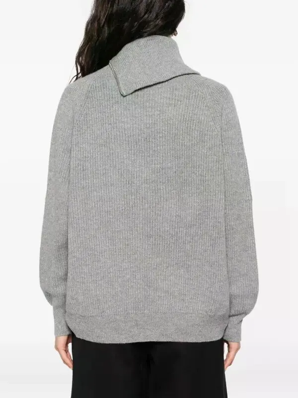 Sportmax Asymmetrical-neck Zip-front Sweater - Grey