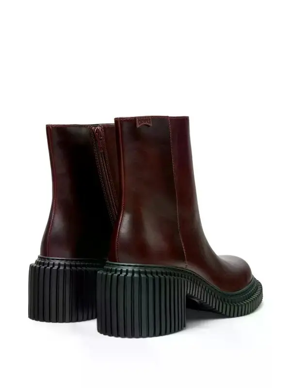 Camper 70mm Pix London Leather Zip-fastening Block-heel Boots - Red