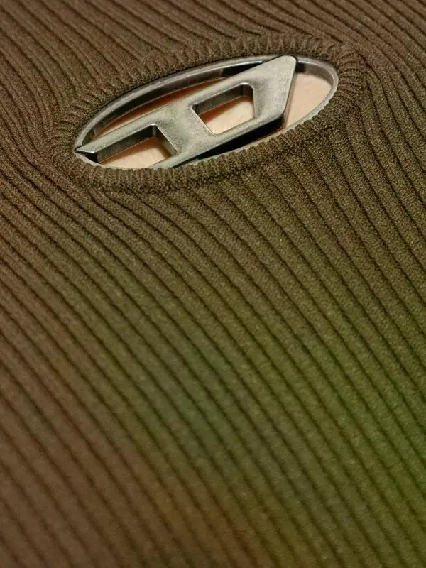DIESEL® Ribbed Long-sleeve T-shirt With Logo Detail - Green