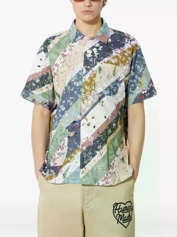 Engineered Garments Floral-patchwork Short-sleeve Shirt
