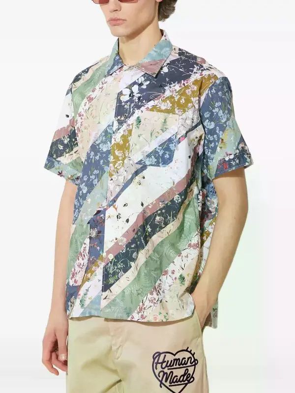 Engineered Garments Floral-patchwork Short-sleeve Shirt