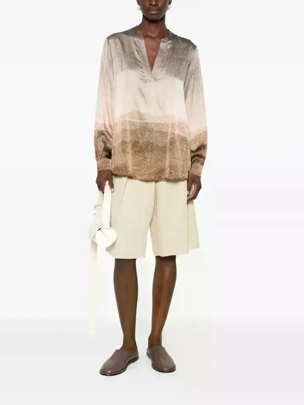 PIERRE-LOUIS MASCIA Landscape Print Silk Top