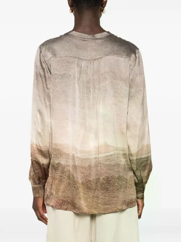 PIERRE-LOUIS MASCIA Landscape Print Silk Top